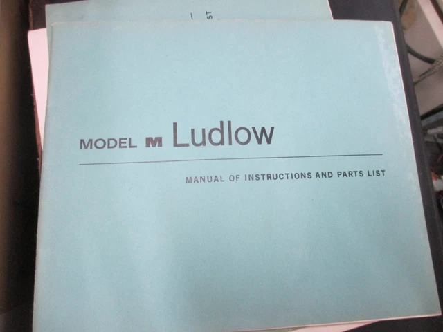 LUDLOW MODEL M Manual of instructions & parts list £16.15 - PicClick UK