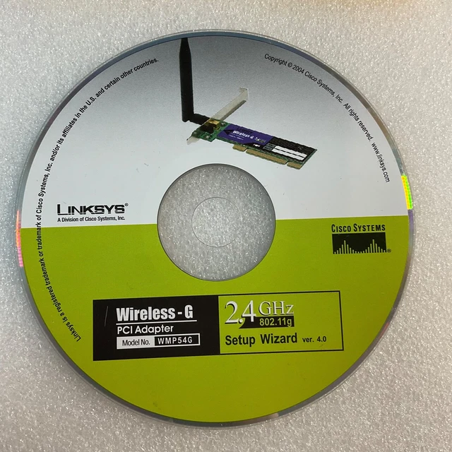 LINKSYS WIRELESS G PCI Adapter Model WMP54G 2.4 GHz 802.11g Wizard ...
