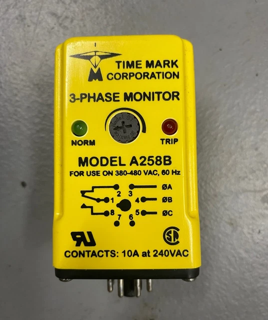 TIME MARK CORPORATION A258B, 3-Phase Monitor, for Use on 380-480 VAC ...