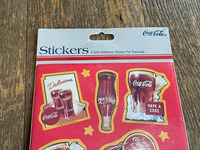 VINTAGE COCA COLA Stickers Self-Adhesive - 4 Sheets Total 1980's Coke £ ...