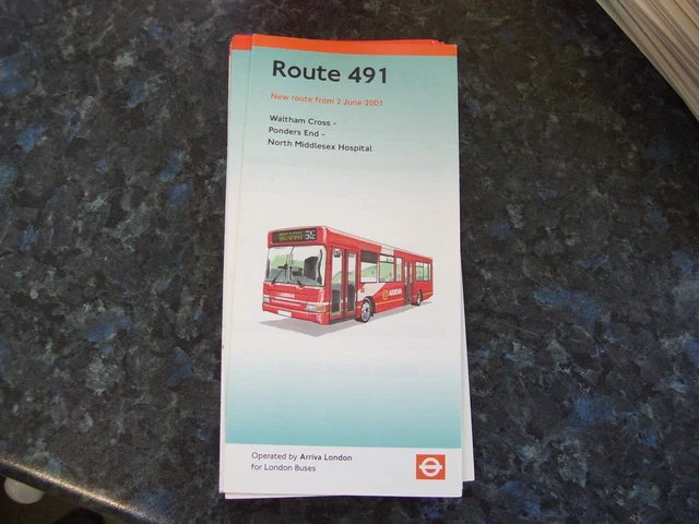 ARRIVA LONDON BUS Timetable-Route 491-June 2001-Used Con £0.99 ...