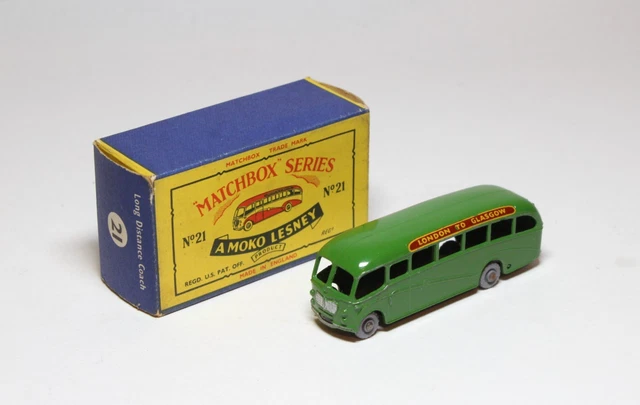 MATCHBOX LESNEY MB 21 Bedford Long Distance Coach - RARE DARK GREEN £ ...