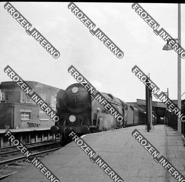 OLD NEGATIVE.BRITISH RAILWAY Steam Locomotive.No.35014 At Templecombe ...