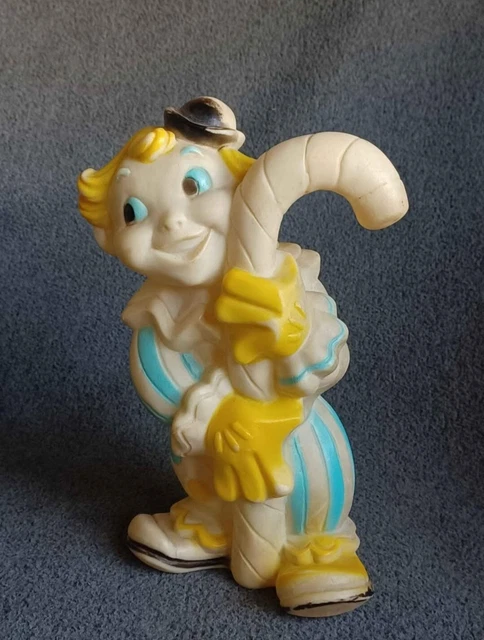 VINTAGE 1950S RUBBER Clown With Candy Cane Squeaky Toy Nice Condition £ ...