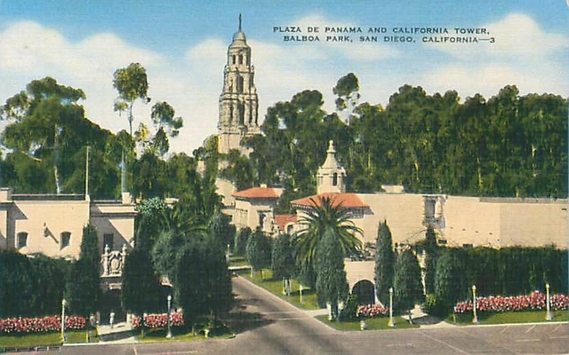 CARTOLINA VINTAGE: PLAZA De Panama e California Tower, Balboa Park, San ...