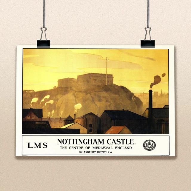 NOTTINGHAM MEDIEVAL CASTLE Railway Vintage Retro Poster Robin Hood ...