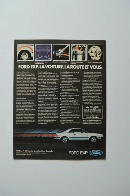 FORD EXP 1982 dealer brochure catalog - French - Canada $15.00 ...