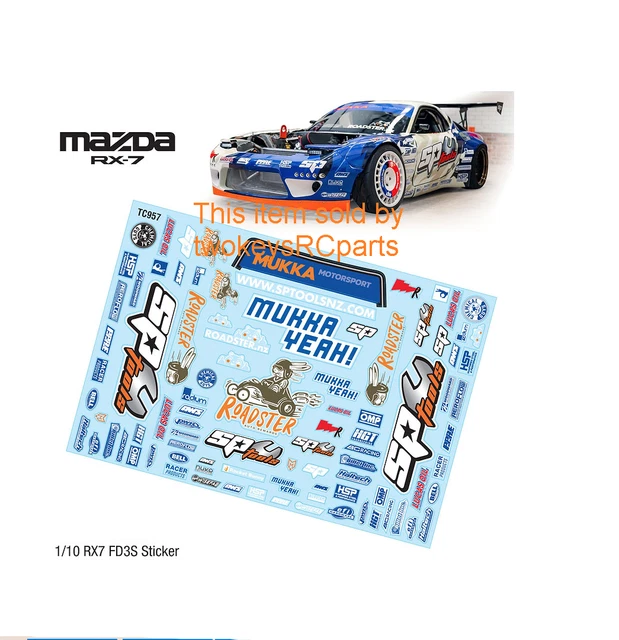 MUKKA YEAH STICKER Set for Mazda RX7 FD3S 1:10th scale RC drift car ...