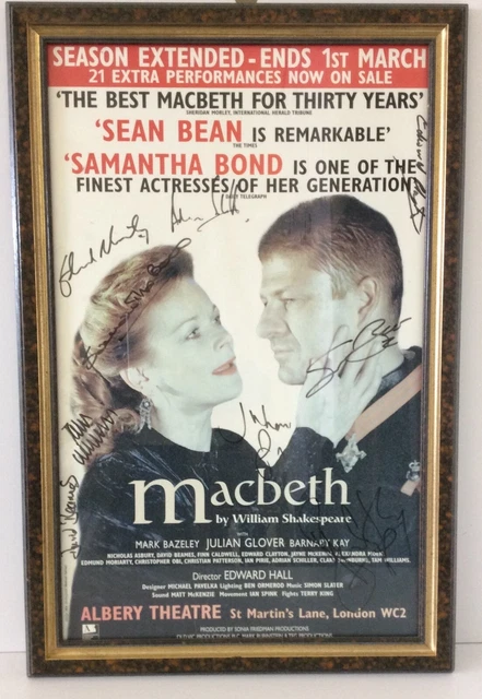 SIGNED POSTER MACBETH Albery Theatre Nov 2002 Sean Bean Samantha Bond £ ...