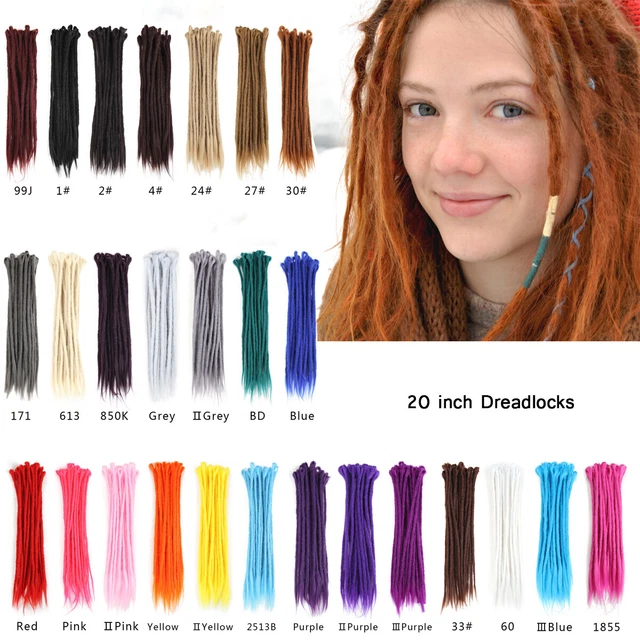 20& COLORFUL DREADLOCKS Synthetic Pre-looped SE Dreads Braiding Hair ...