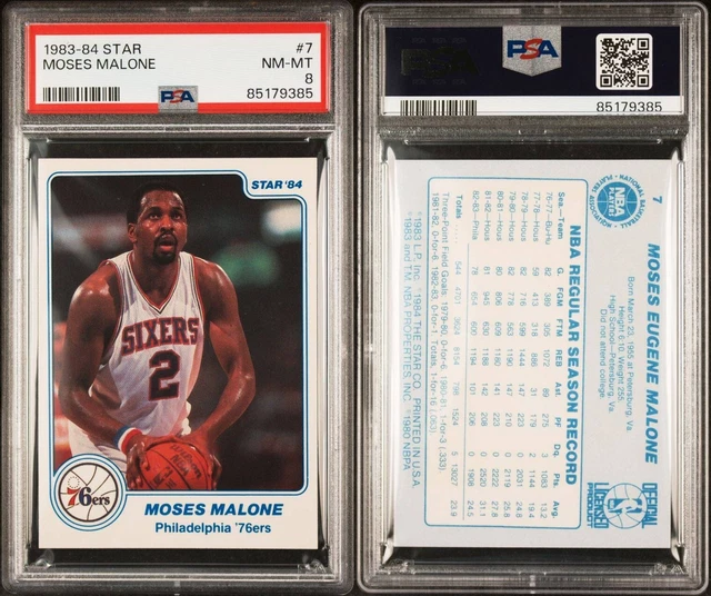 1983-84 STAR #7 Moses Malone SP | PSA 8 | Impression courte ...