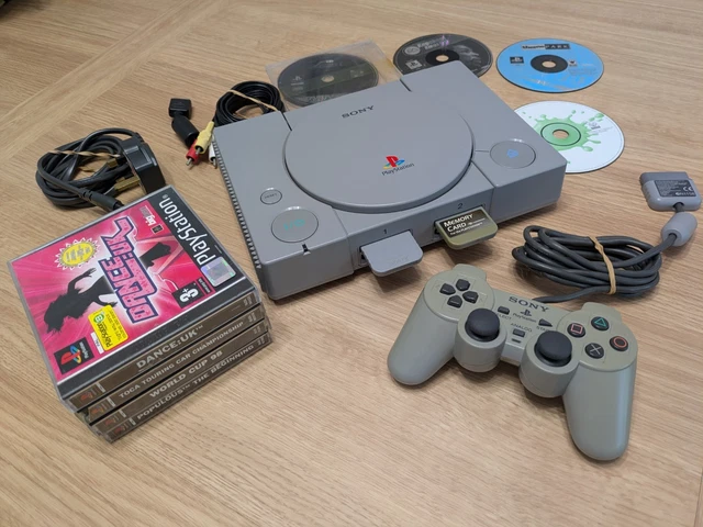 SONY PLAYSTATION 1 PS1 Console Bundle -PAL- 1 Controller, 8 Games, 2 ...