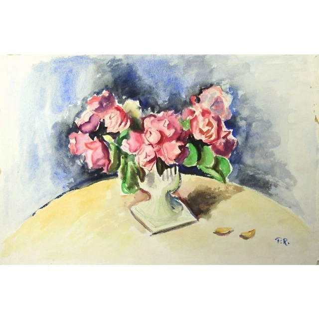DIPINTO ACQUERELLO MODERNISTA originale Patricia Trish Rodi rose EUR 90 ...