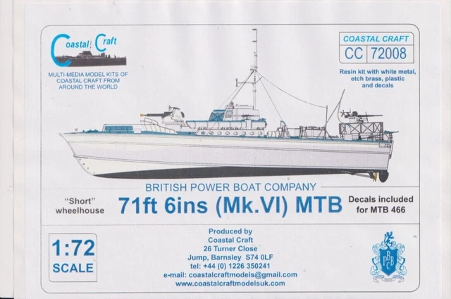 COASTAL-CRAFT MODELS 1/72 Scale British Power Boat Company Mtb 466 ...