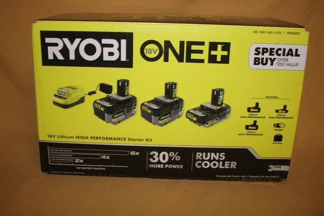 RYOBI ONE+ 18V Li-Ion Starter Kit: 6Ah,4Ah,2Ah Batteries,Charger,Tool ...
