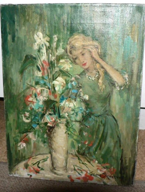 JEAN SPENCER 1904-1980' Original Canvas Floral/Portrait Oil Painting ...
