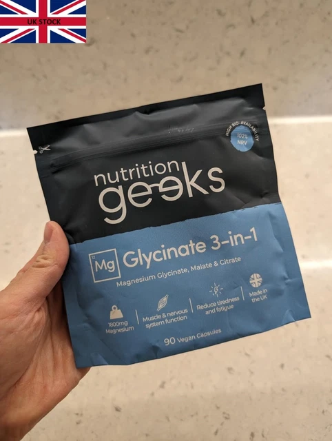 NUTRITION GEEKS MAGNESIUM Glycinate 3-in-1 Complex, 1800mg Magnesium ...