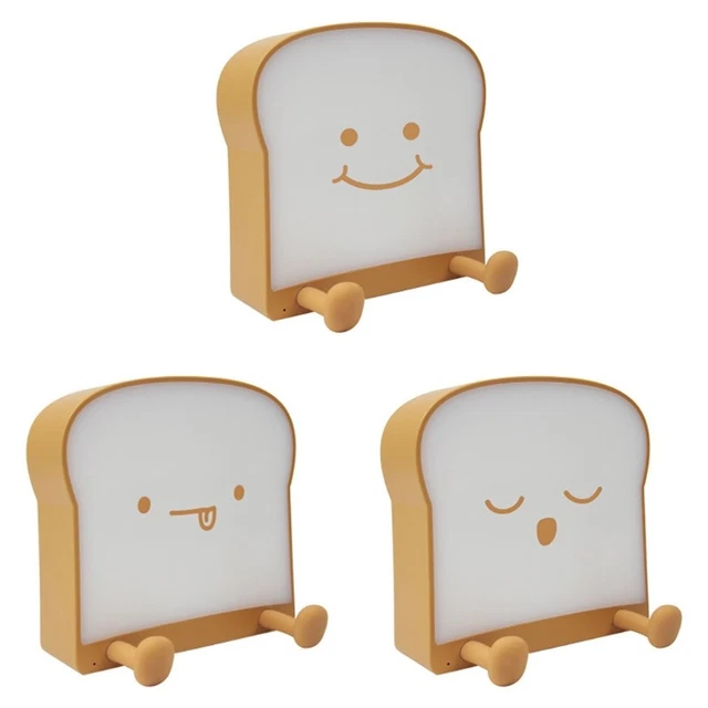 CUTE TOAST SQUARE Shape Night Light with Mobile Phone Holder Bracket ...