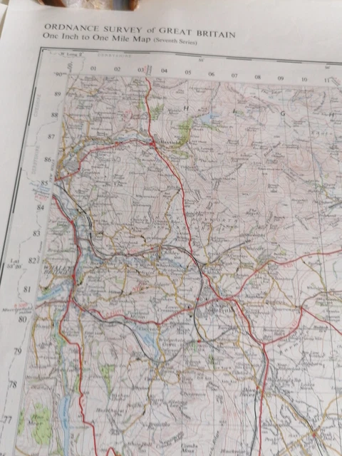 ORDNANCE SURVEY WALL CHART/ os MAP BUXTON & MATLOCK #111 1": 1 MILE ...