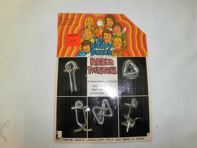 RARE VINTAGE 1973 The Brady Bunch Brain Twisters 5 puzzles en métal ...