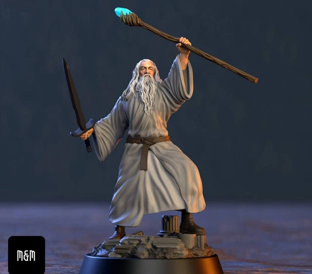 GANDALF LORD OF the ring 3d print table game wargame standard dimension ...