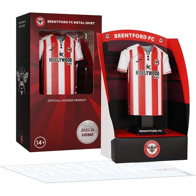 BRENTFORD METAL FOOTBALL Shirt Personalised Bees 2025/26 Home Kit Alloy ...
