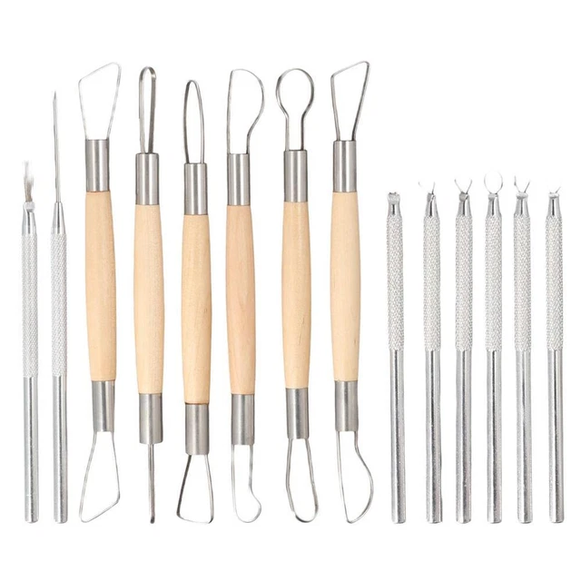 WOOD, SILVER CERAMIC Pottery Clay Ribbon Sculpting Tools Clay Accessories £14.92 - PicClick UK