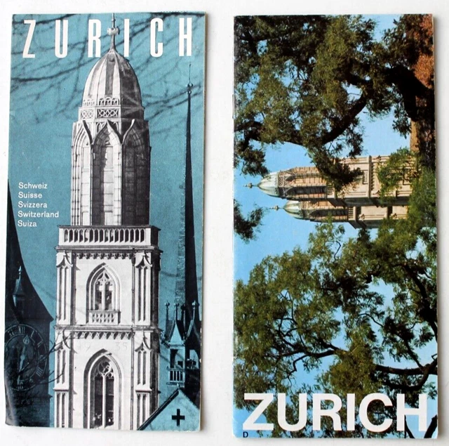 35366 2 REISE Prospekte Zürich mit Stadtplan und vielen Foto um 1976 EUR 11,98 - PicClick DE