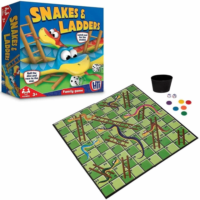 SNAKES AND LADDERS Traditional Board Game Set Classic Family Fun Kids ...