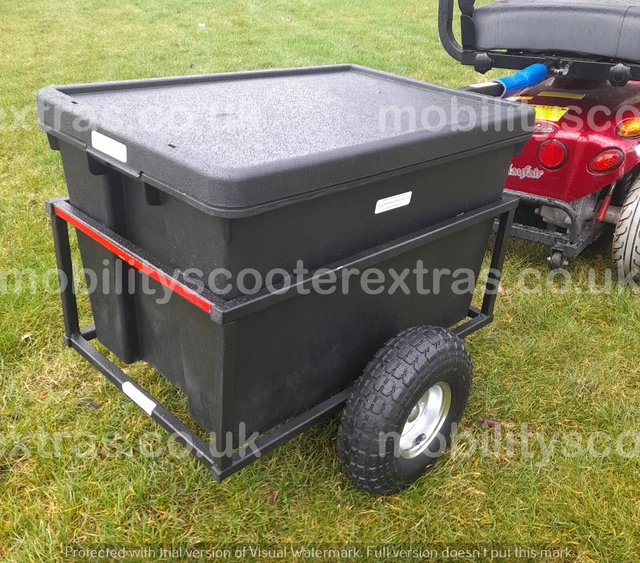 GREY, MOBILITY SCOOTER Large Rear Cargo Box Towing Trailer Transport ...