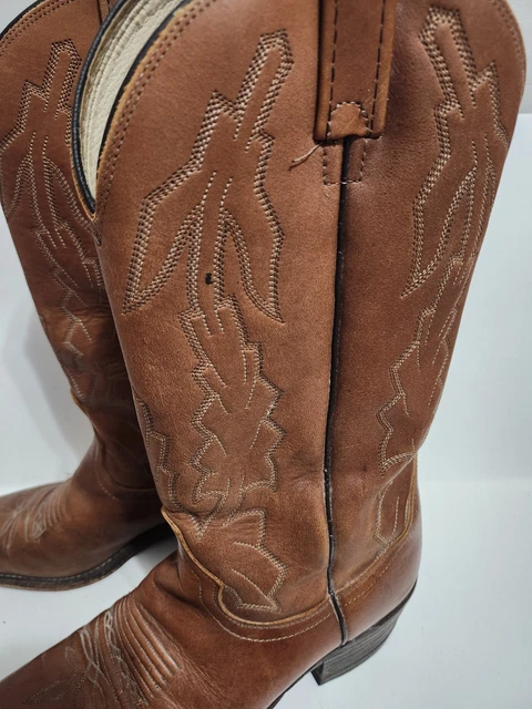 VTG DAN POST Marlboro Almond Toe Cowboy Boot P2551 Men Sz 8 D Brown ...