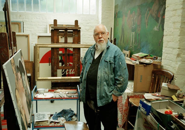 BRITISH POP ARTIST Peter Blake in his studio a former ironmonger's- Old ...