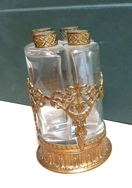 ANCIEN FLACON A Parfum Style Empire Armature Bronze Decor Guirlandes ...