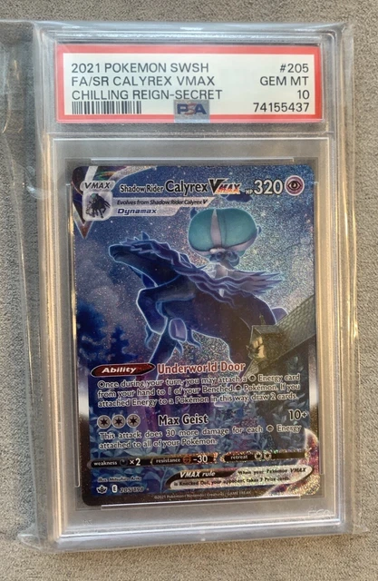 POKEMON SHADOW RIDER Calyrex VMAX 205/198 Chilling Reign PSA 10 gemmes ...