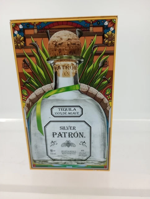 SILVER PATRON TEQUILA Limited Edition 750 ml Empty Collectable Tin Box ...