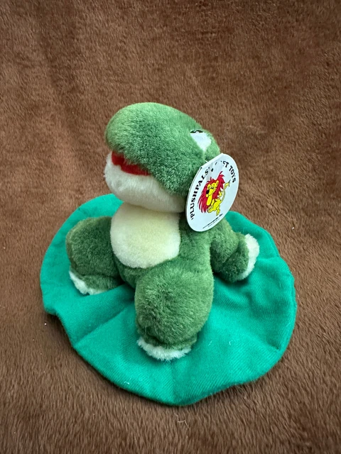 VINTAGE PLUSHPALS FROG on a water lily leaf soft toy plush tagged £9.95 ...