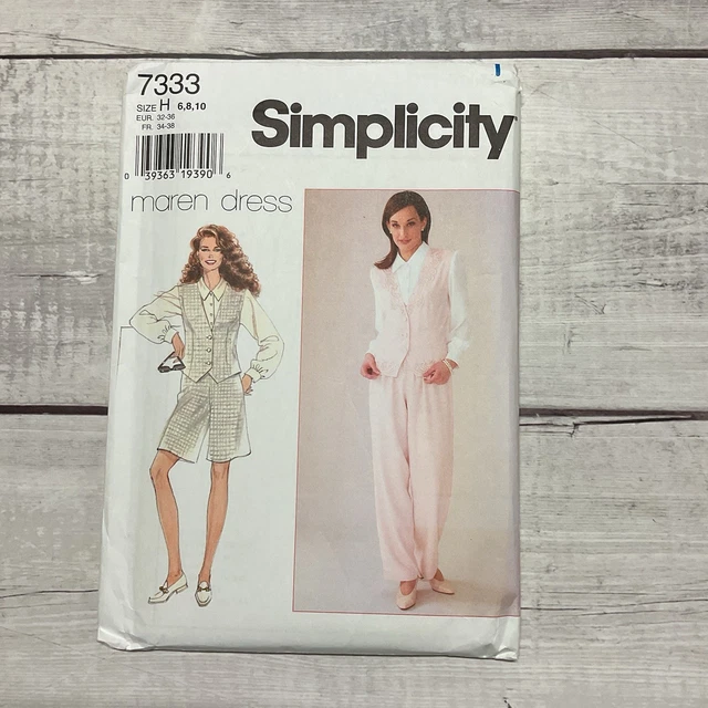 SIMPLICITY 7333 SEWING Pattern All In One Shirt & Vest Pants Shorts ...