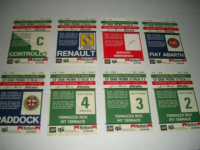 FERRARI FORMULA1 VERY Rare Collection 8 Pass Grand Prix D'italia 1982 ...
