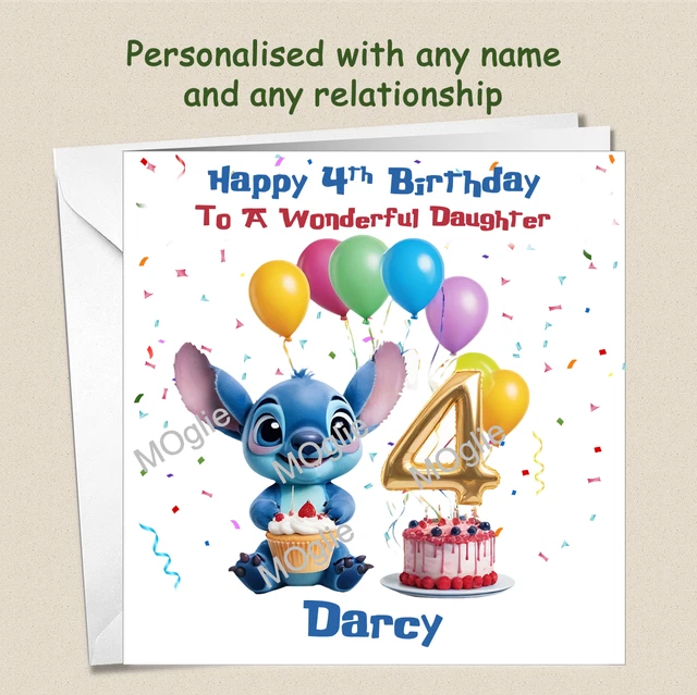 PERSONALISED 8TH BIRTHDAY Card Lilo and Stitch daughter granddaughter ...