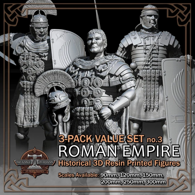 ROMAN EMPIRE LEGION 3-Pack 3 - 3D Printed Model Figure Kit - Scale 90mm ...