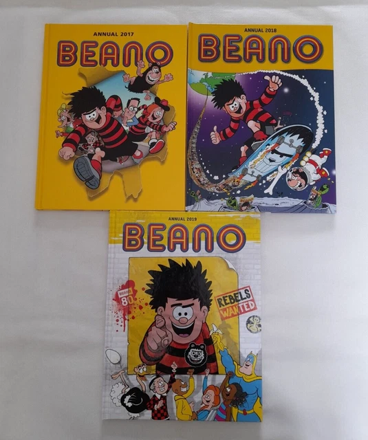 THE BEANO ANNUAL 2017, 2018, 2019 U.K Comic Hardback Book Bundle x 3 ...