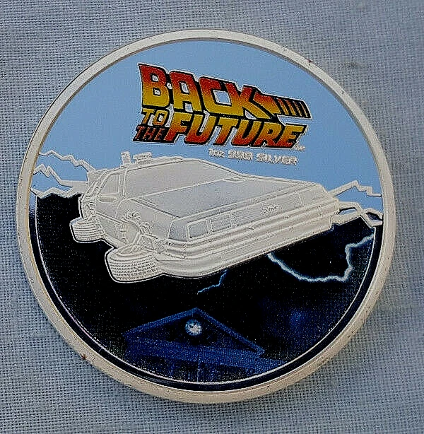 BACK TO THE FUTURE Silver Coin Time Travel Machine Colour Car Spielberg ...