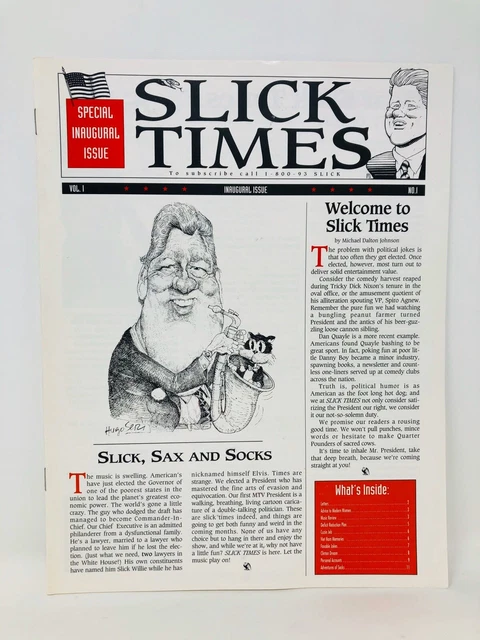 SLICK TIMES MAGAZINE - Vol. 1 Issue 1 Hillary Bill Clinton Political ...