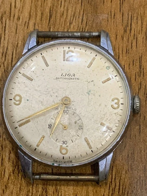 VINTAGE SWISS MADE Liga Antimagnetic Mechanical Gents Watch Head -34mm ...