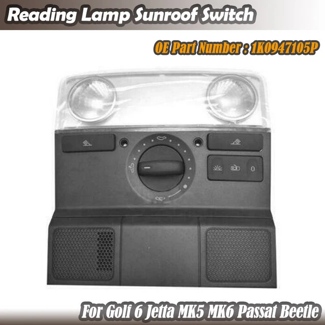 CAR READING LIGHT Lamp Map Dome W/ Sunroof Switch Black For VW Jetta ...
