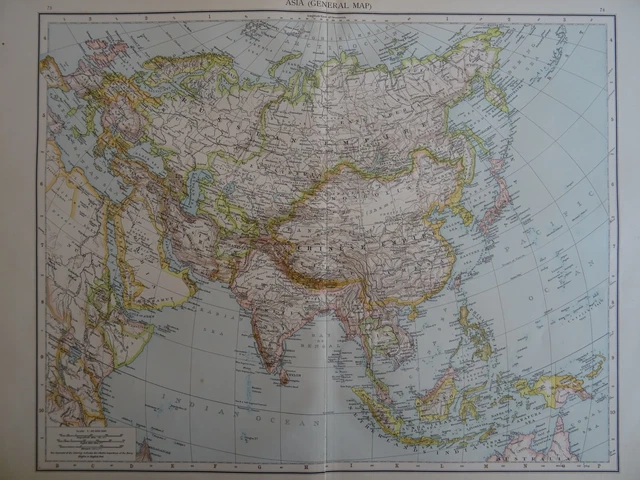 LARGE VICTORIAN MAP 1896 of ASIA (GENERAL MAP) The Times Atlas 1st Gen ...