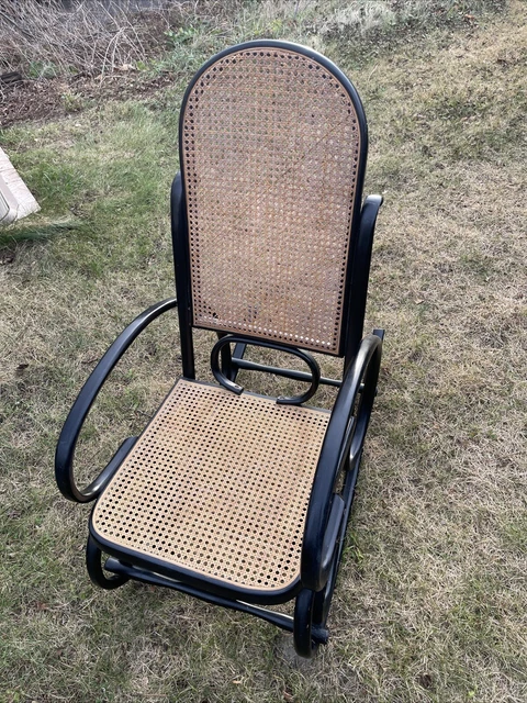 VINTAGE THONET-STYLE BENTWOOD Rocking Chair Rocker Caned Seat & Back ...