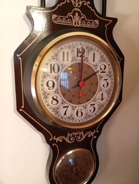 VINTAGE 1970S SWISS Made Wall clock with manometer And thermometer ...