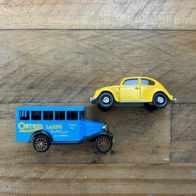 CORGI MODELS X2 Inc Blue Bedford School Bus And Yellow Car Collectibles ...