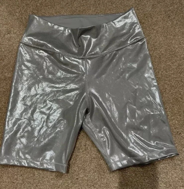 NIKE PRO SHINY Metallic Shorts. Silver. Large £8.00 - PicClick UK